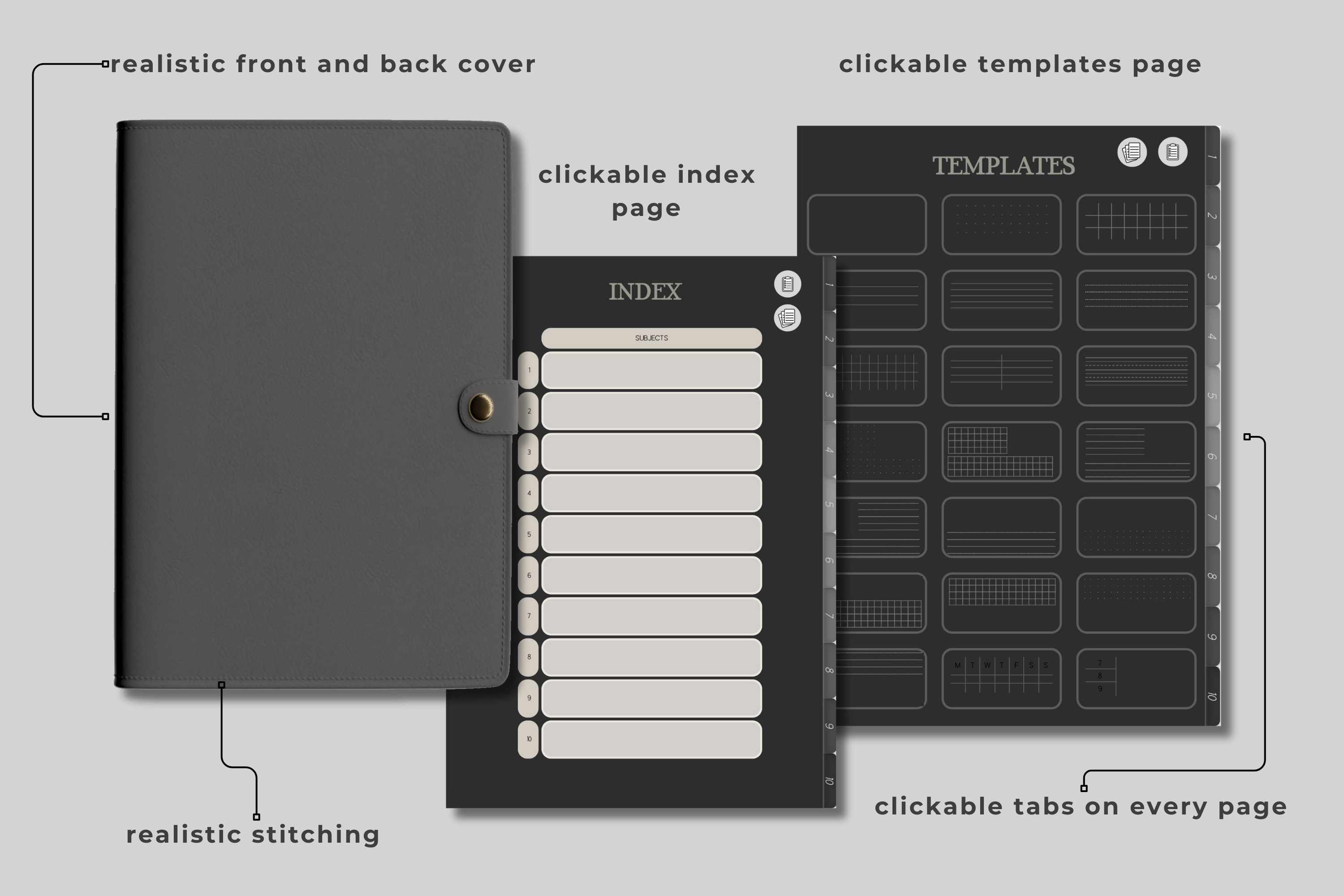 Hyperlinked Digital Student Notebook - Dark Mode - Goodnotes - Undated ...