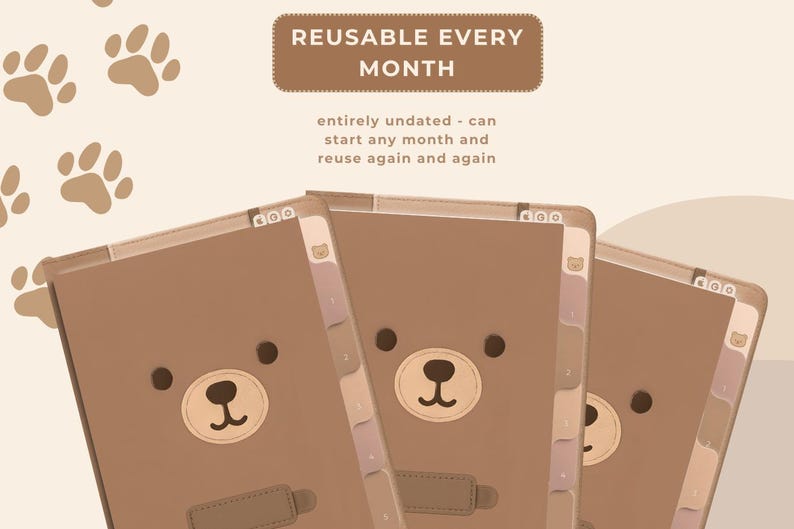 Cozy Bear Digital Planner: Cozy One-month PDF, Hyperlinked - Etsy
