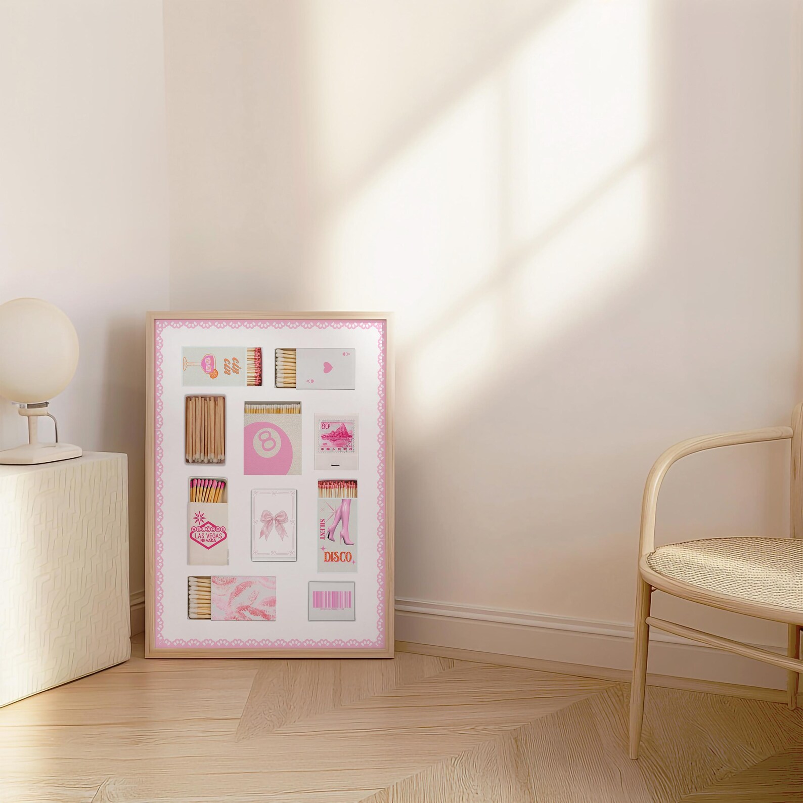 Pink Vintage Matchbox Print, Trendy Matches Poster, Retro Matchbook ...