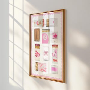 Pink Vintage Matchbox Print, Trendy Matches Poster, Retro Matchbook ...