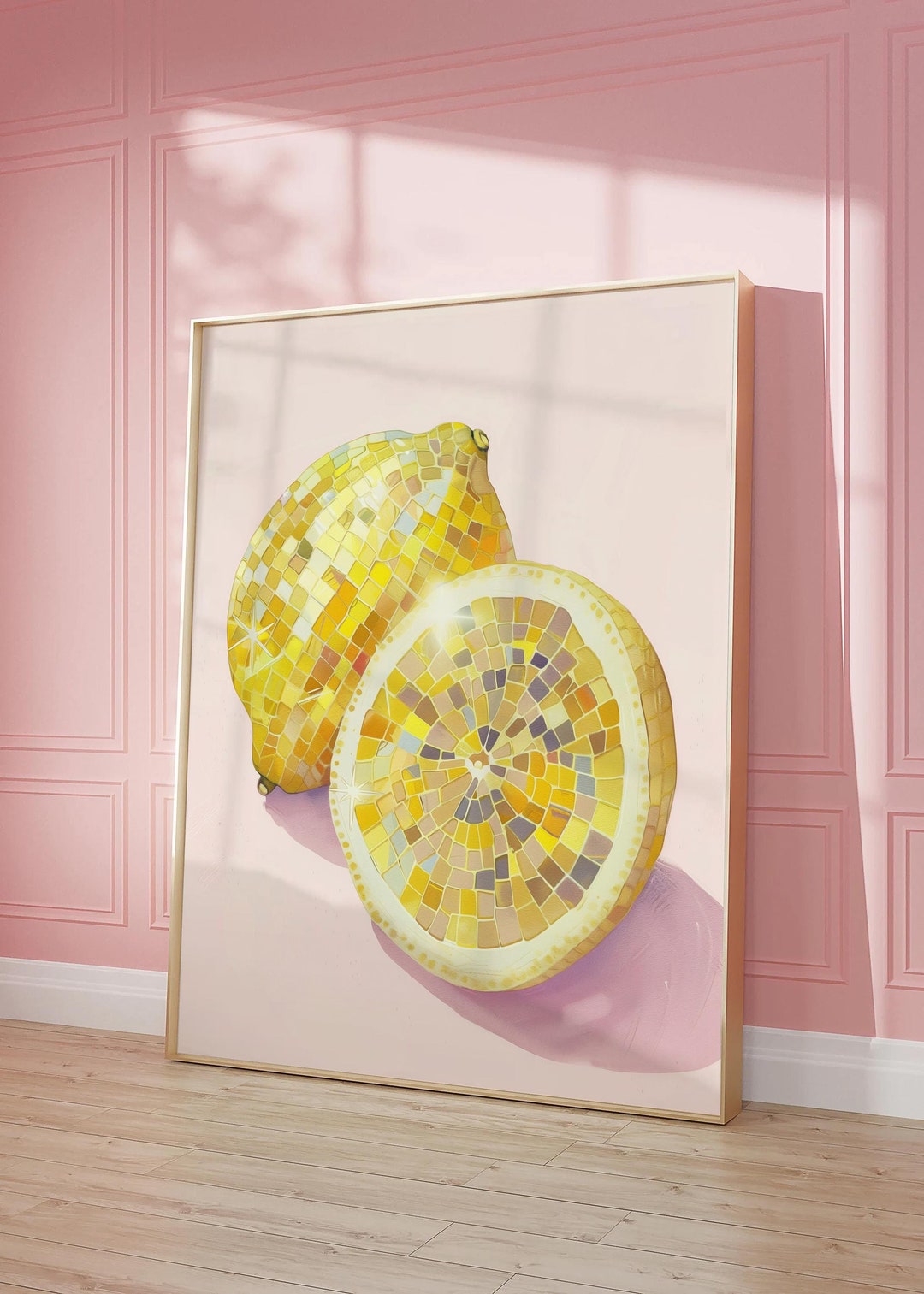 Disco Fruit Print, Lemon Disco Ball Poster, Glam Disco Ball Lemon ...