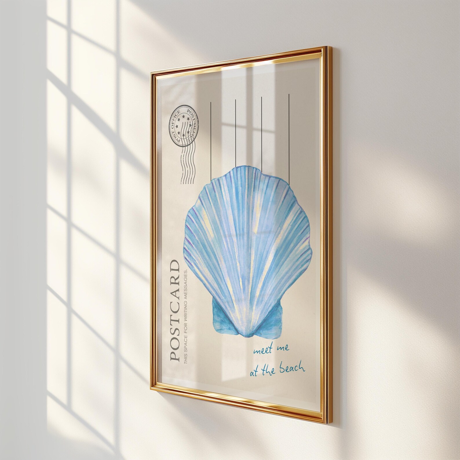 Sea Shell Art Print, Abstract Coastal Wall Art Print, Neutral Digital ...
