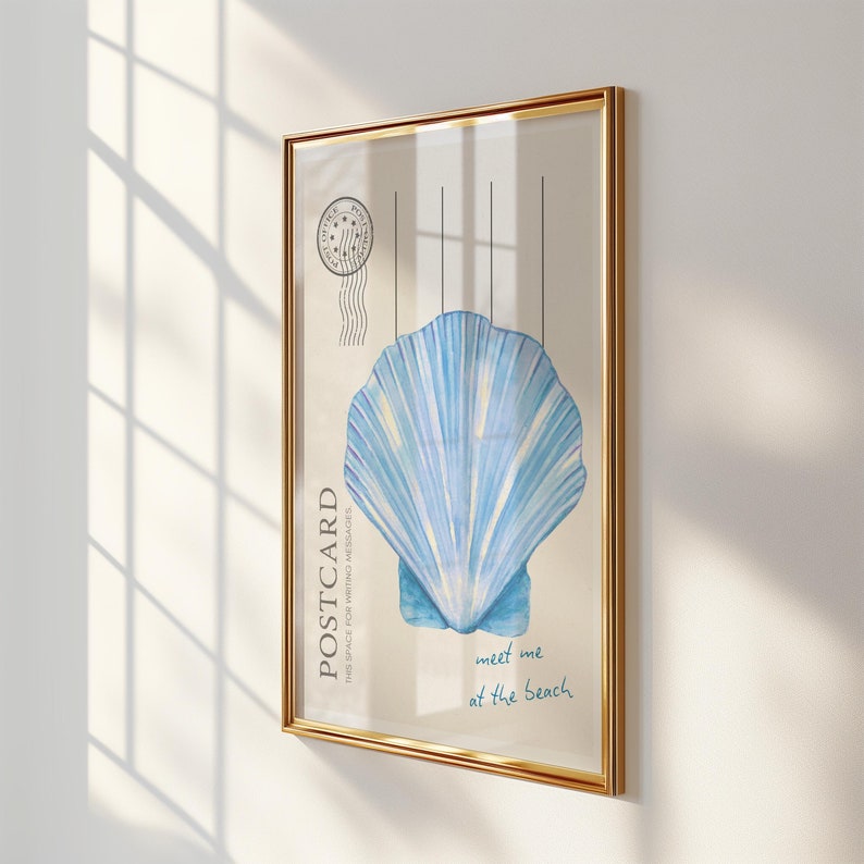 Sea Shell Art Print, Abstract Coastal Wall Art Print, Neutral Digital ...