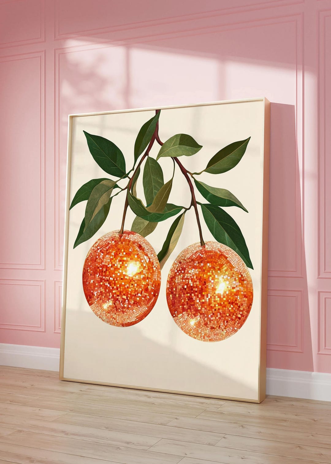 Disco Fruit Print, Disco Orange Poster, Glam Disco Ball Oranges, Preppy ...