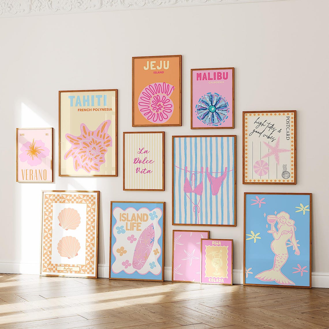Coastal Vibe Summer Print Set, La Dolce Vita, Cute Beachy Art, 30 ...