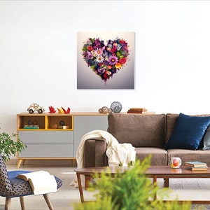 Digital Print Floral Heart Love Print Digital Print Wall Art FH002 - Etsy