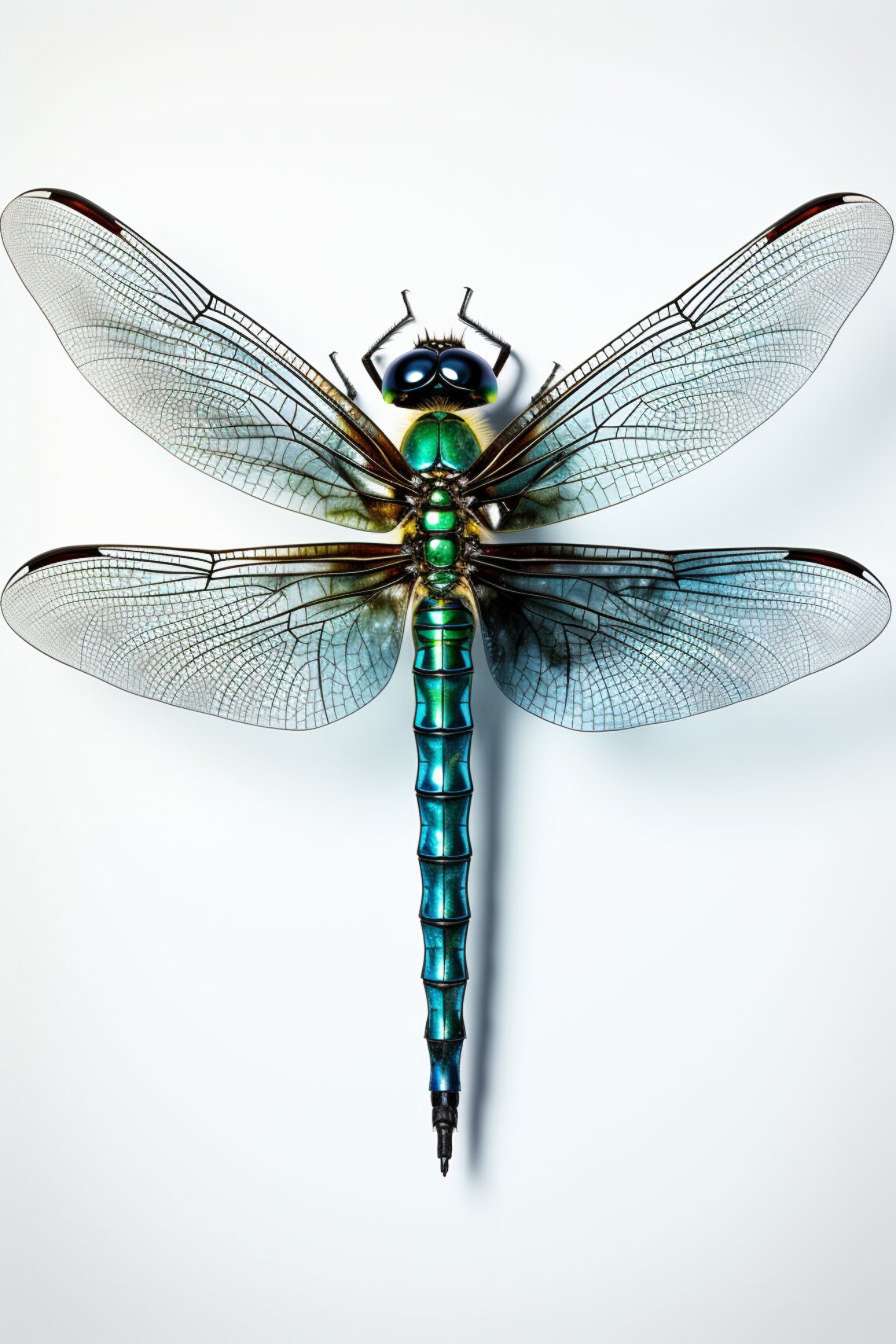 Dragonfly Digital Print Blue/cyan Dragonfly on Light Background Wall ...