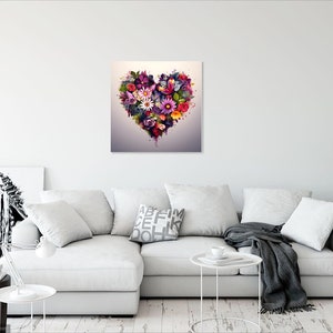 Digital Print Floral Heart Love Print Digital Print Wall Art FH002 - Etsy