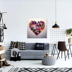 Digital Print Floral Heart Love Print Digital Print Wall Art FH002 - Etsy