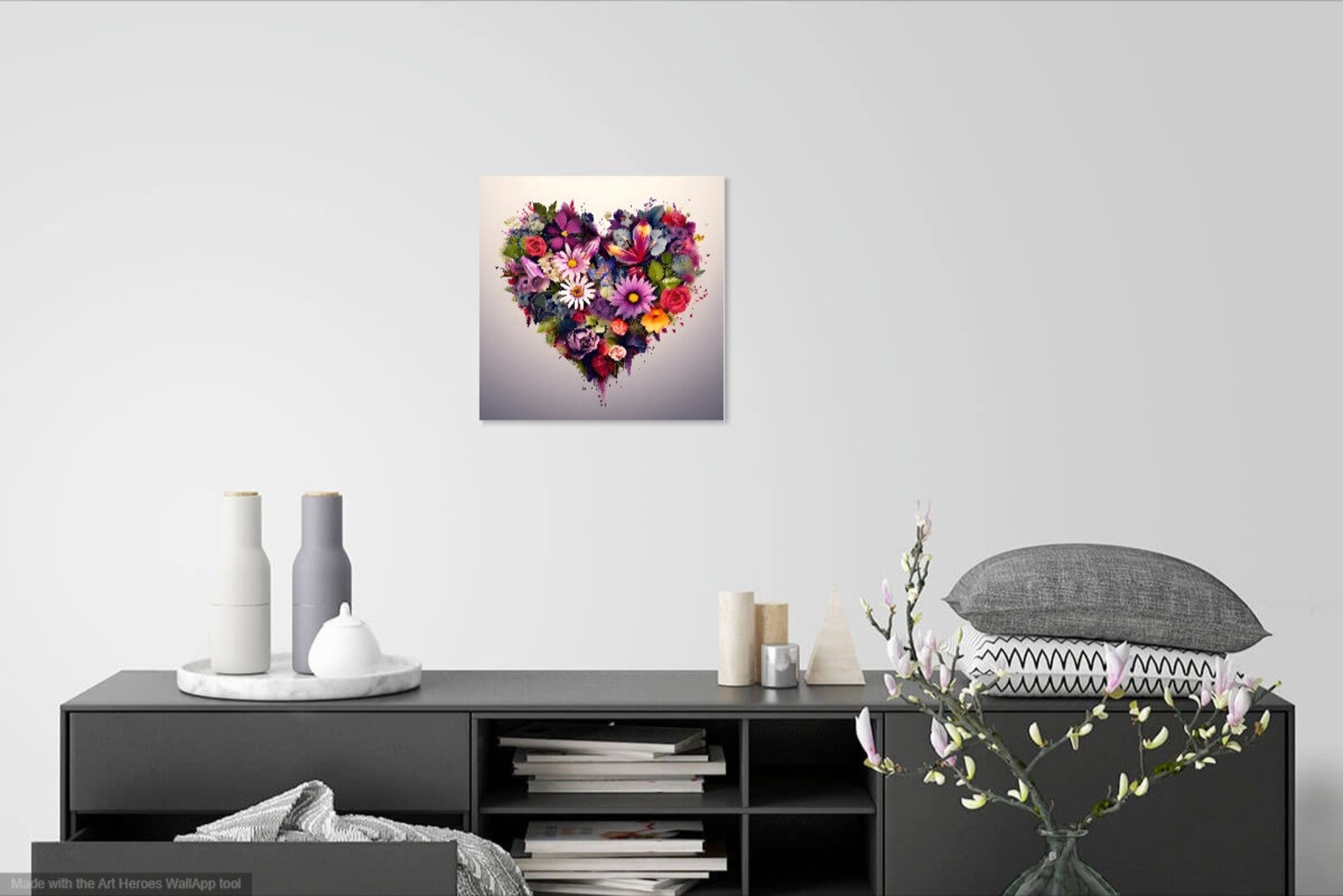 Digital Print Floral Heart Love Print Digital Print Wall Art FH002 - Etsy