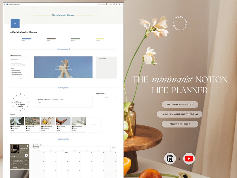 Aesthetic Notion Life Planner Notion Calendar 2023-2024 Personal Planner Beginner and ADHD ...