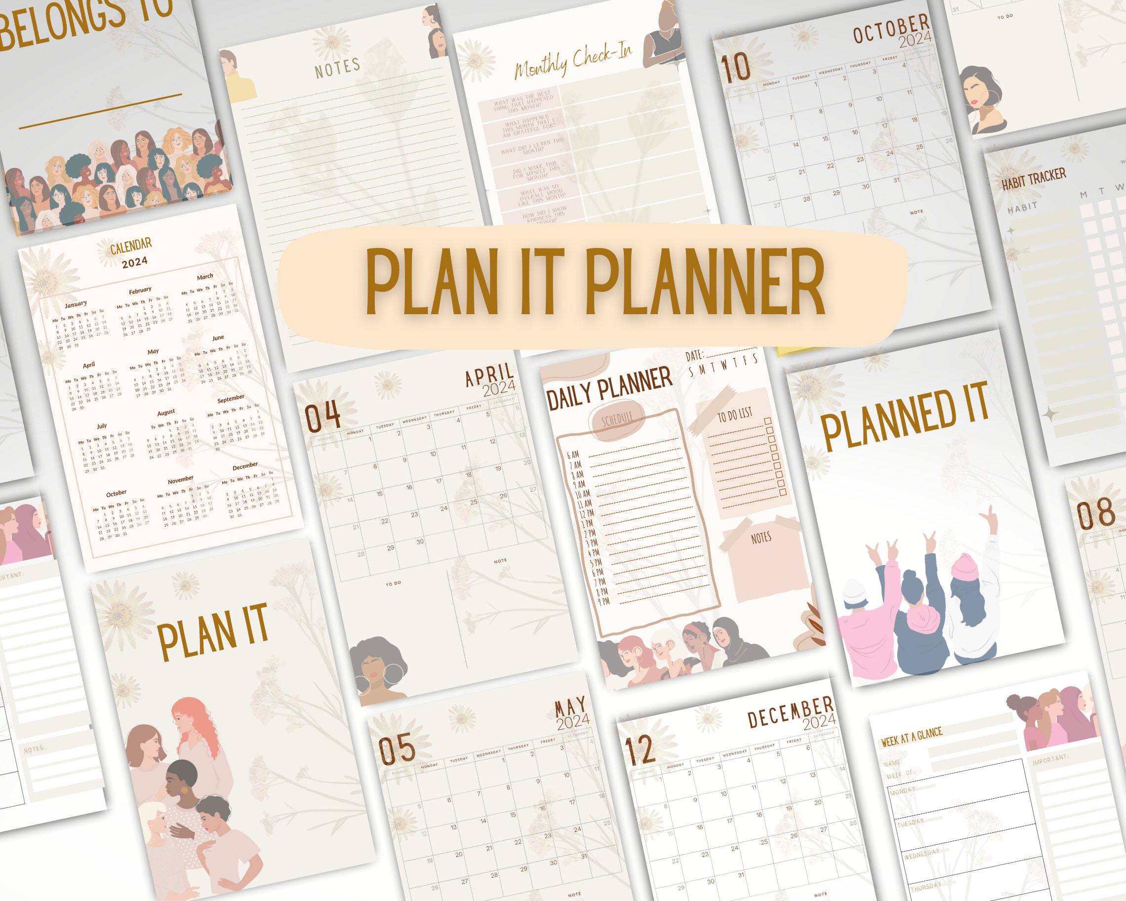2024 PLAN IT Planner Printable Planner Pro-women Planner Women ...