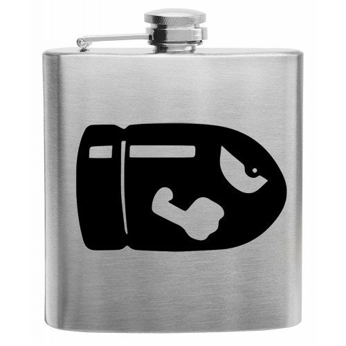 Super Mario Brothers Bullet Bill Hip Flask 6oz Black Flask Gift - Etsy