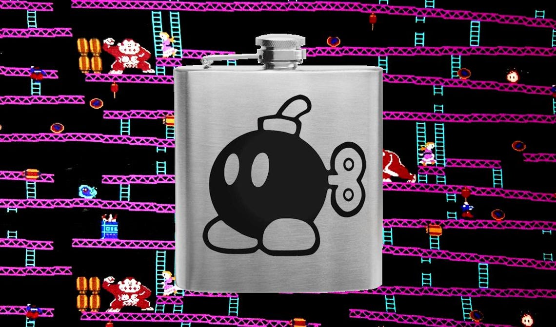 Super Mario Bros Bob-omb Enemy Hip Flask 6oz Silver Flask Gift - Etsy