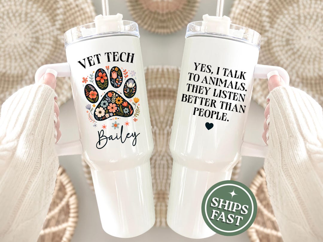 Vet Tech Tumbler, Custom Veterinarian Technician 40 Oz Tumbler Mug ...