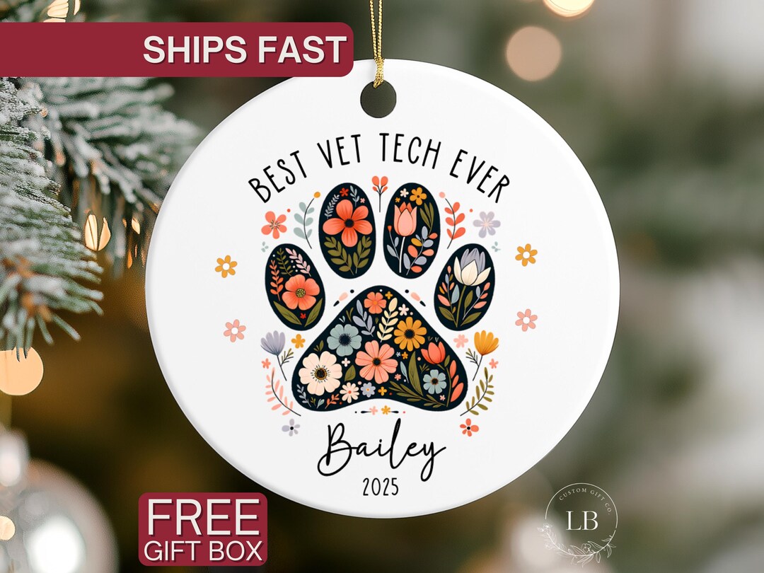 Custom Vet Tech Ornament Personalized Vet Tech Christmas Gift for Vet ...
