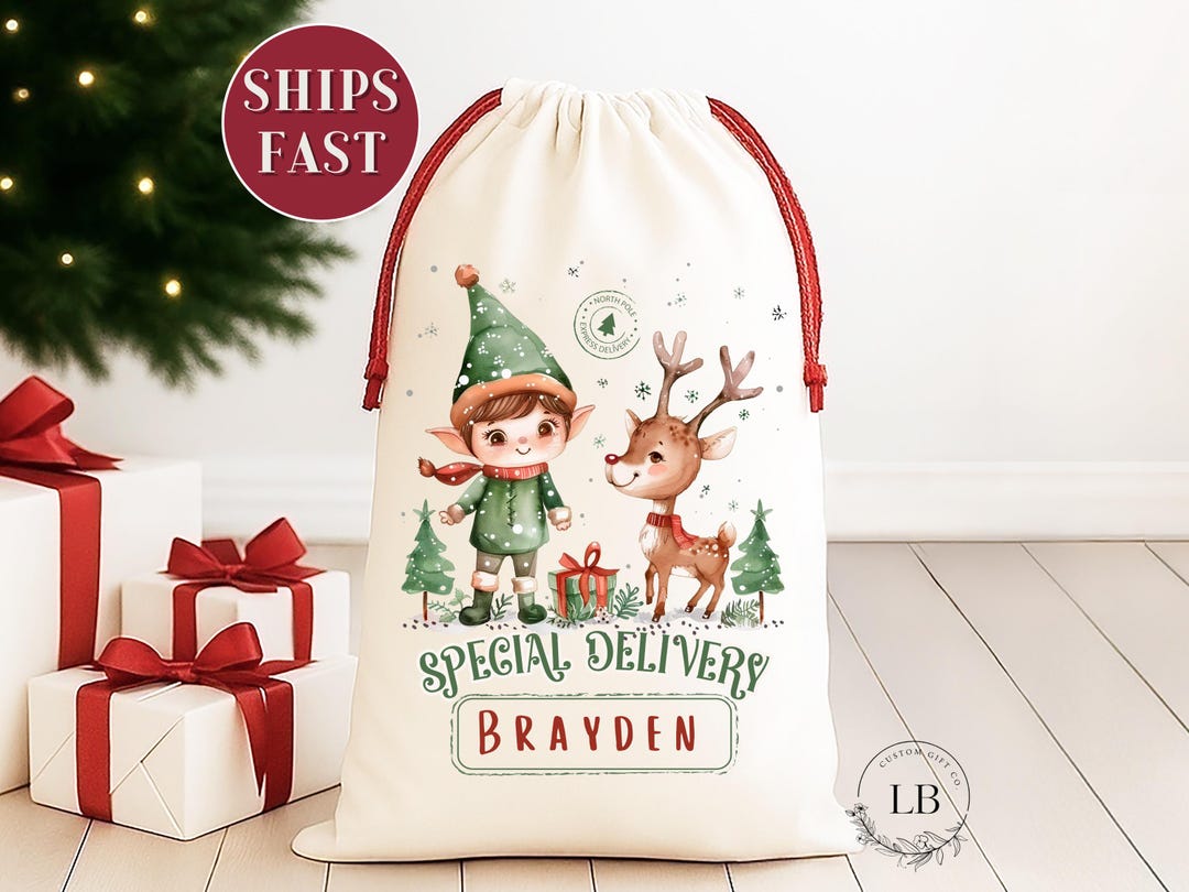 Christmas Elf Santa Bag Personalized, Santa Bag Gift Sack Special ...
