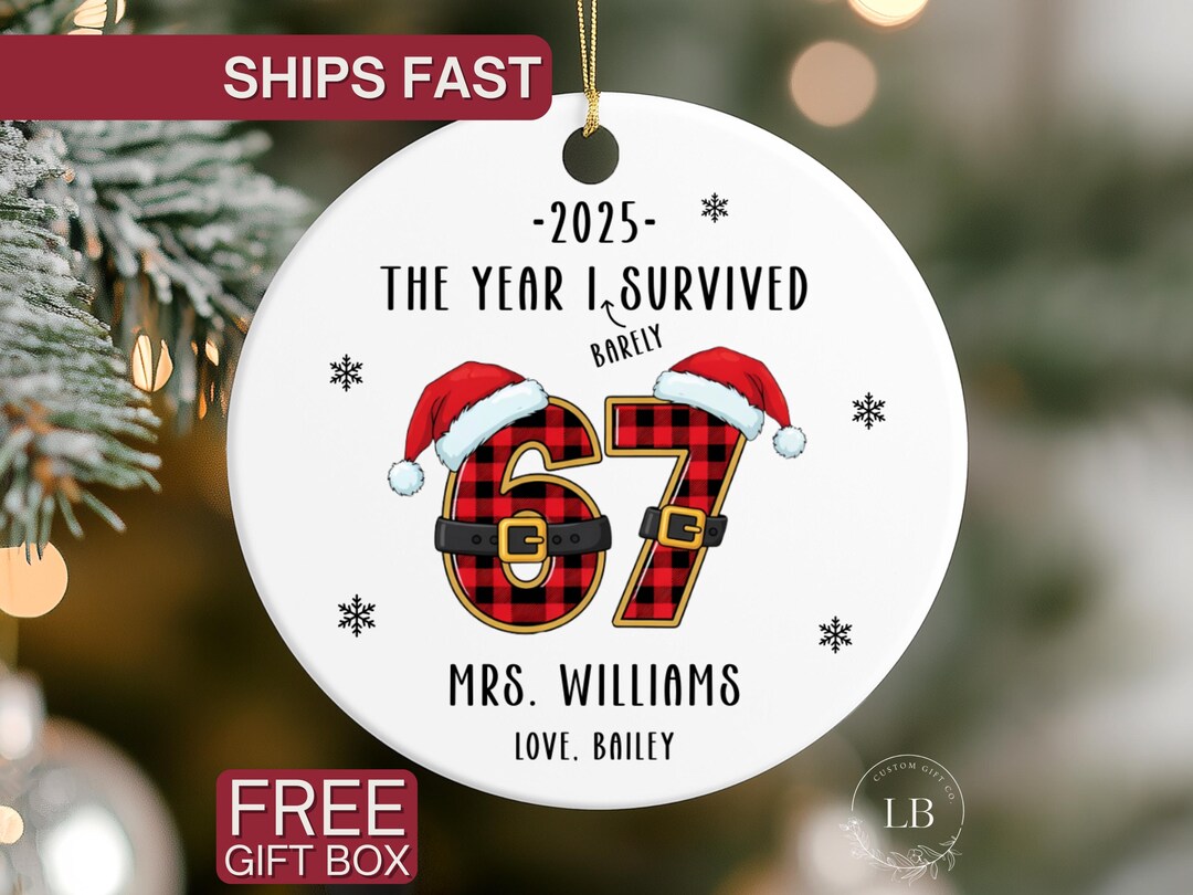 Six Seven Teacher Ornament, Personalized 6 7 Funny Christmas Gift for ...