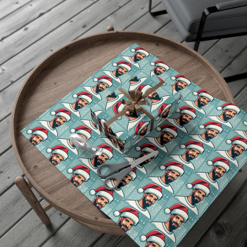 Drake Santa Hat Wrapping Paper Drake Gift Paper Christmas Gift Drake ...