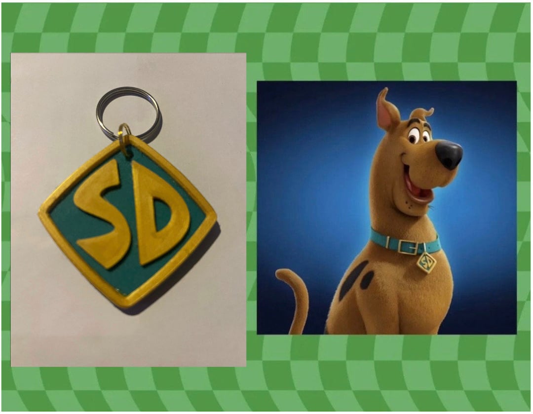 Scooby Doo Logo Dog Tag Keyring Cosplay 3D Printed Replica Prop Large ...