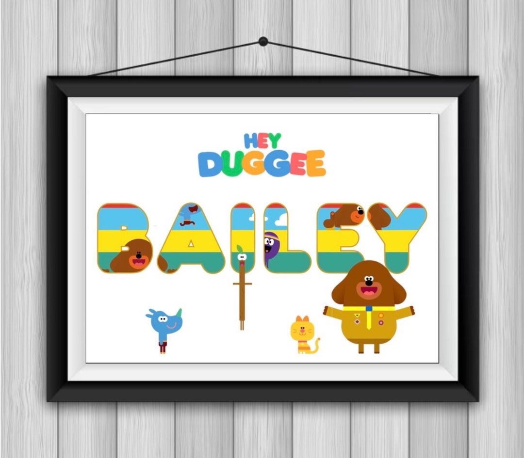 Hey Duggee, Enid, Tag and Stick Personalised Print - Etsy UK