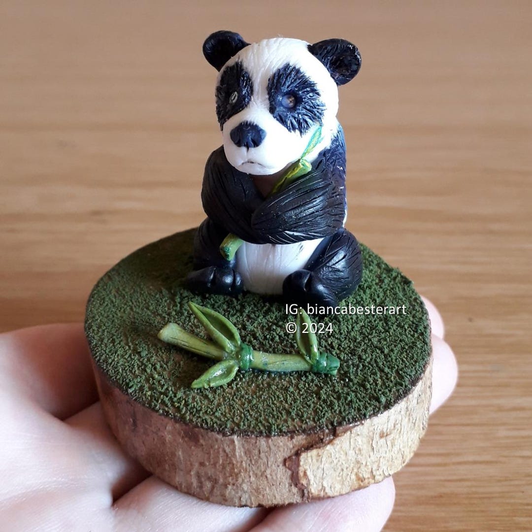 Patch the Panda Bear / Desk Pal / Desk Friend / Paperweight / Figurine ...