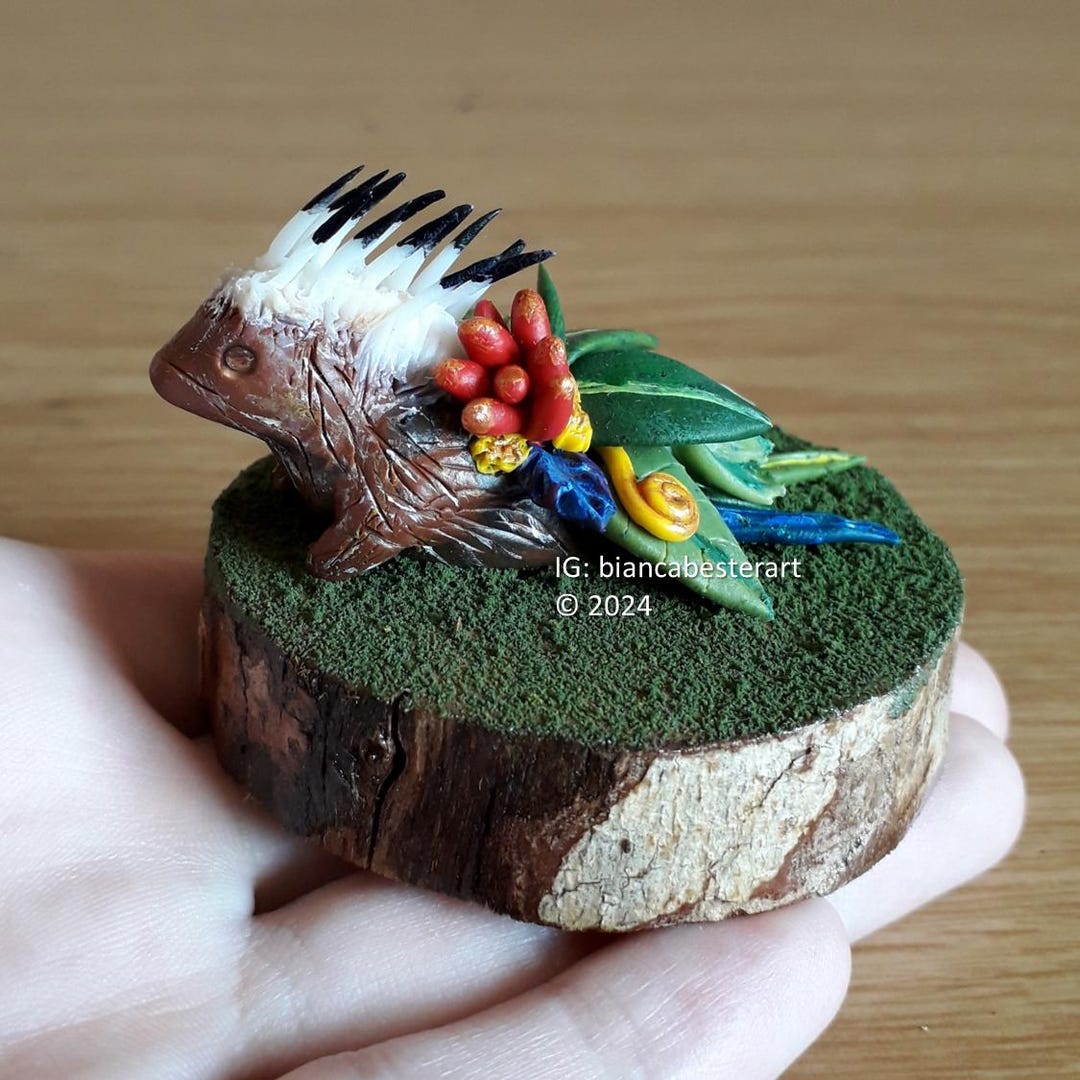 Piper the Floral Porcupine - Polymer Clay Sculpture / Desk Pal / Desk ...