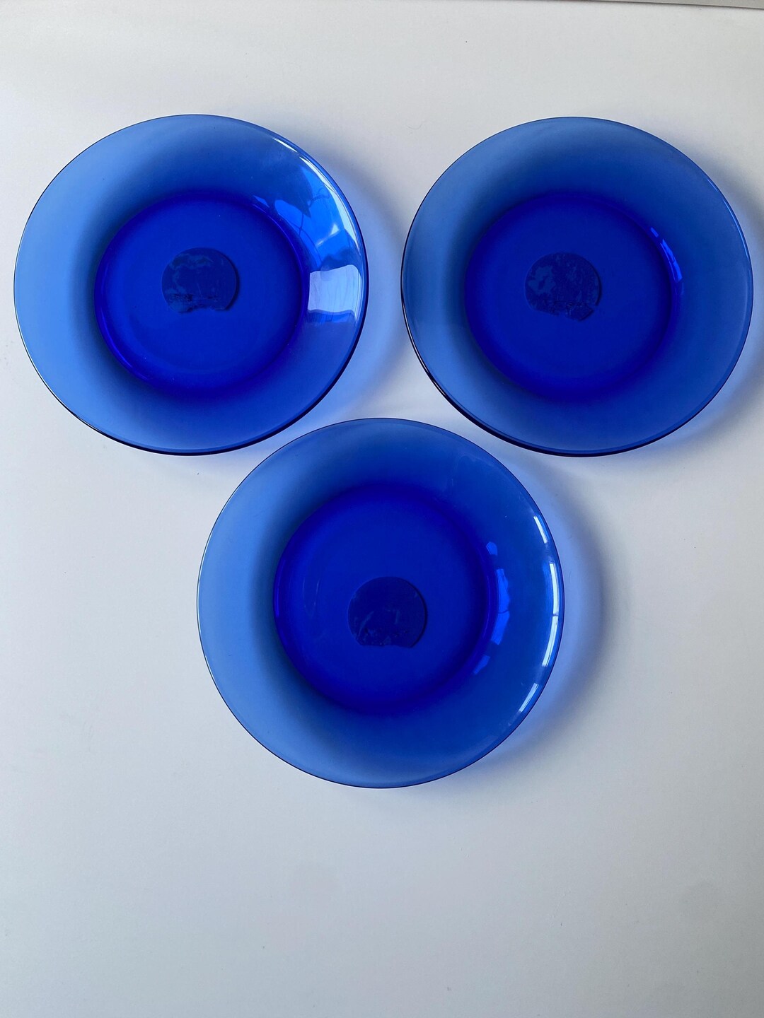 Vintage Pier 1 Imports Cobalt Blue Glass Dessert or Salad Plates W ...