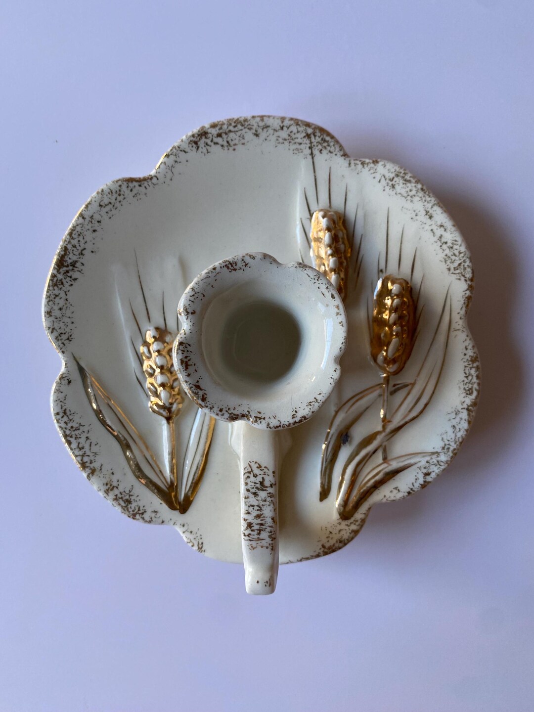 Geo Z. Lefton 1956 Bone China Chamber Candlestick Holder in Cream and ...