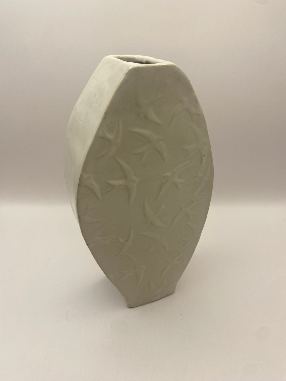 Vintage California Art Pottery MIMS ELLIS White Birds Vase 6.75" Tall ...