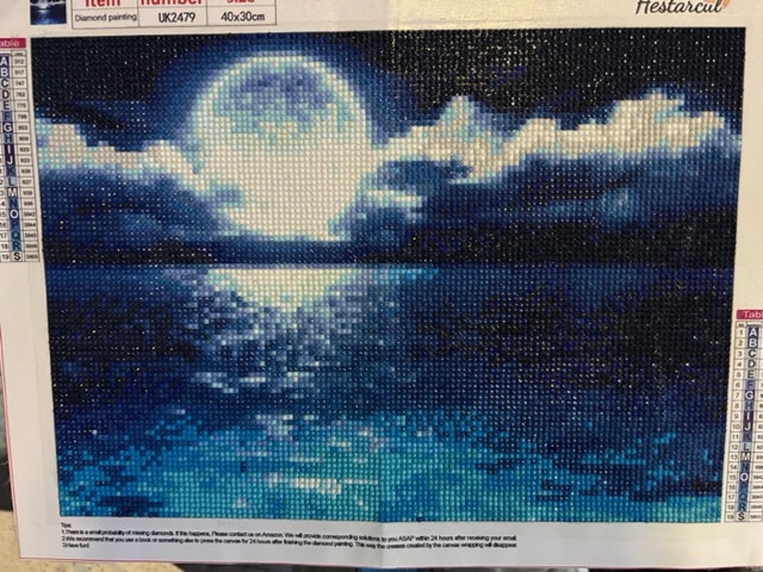 Completed Diamond Painting-night Moon-unframed - Etsy