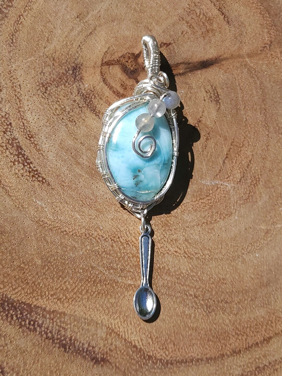 Spoonie Jewelry, Crystal Spoon Pendant, Larimar Necklace, Chronic ...