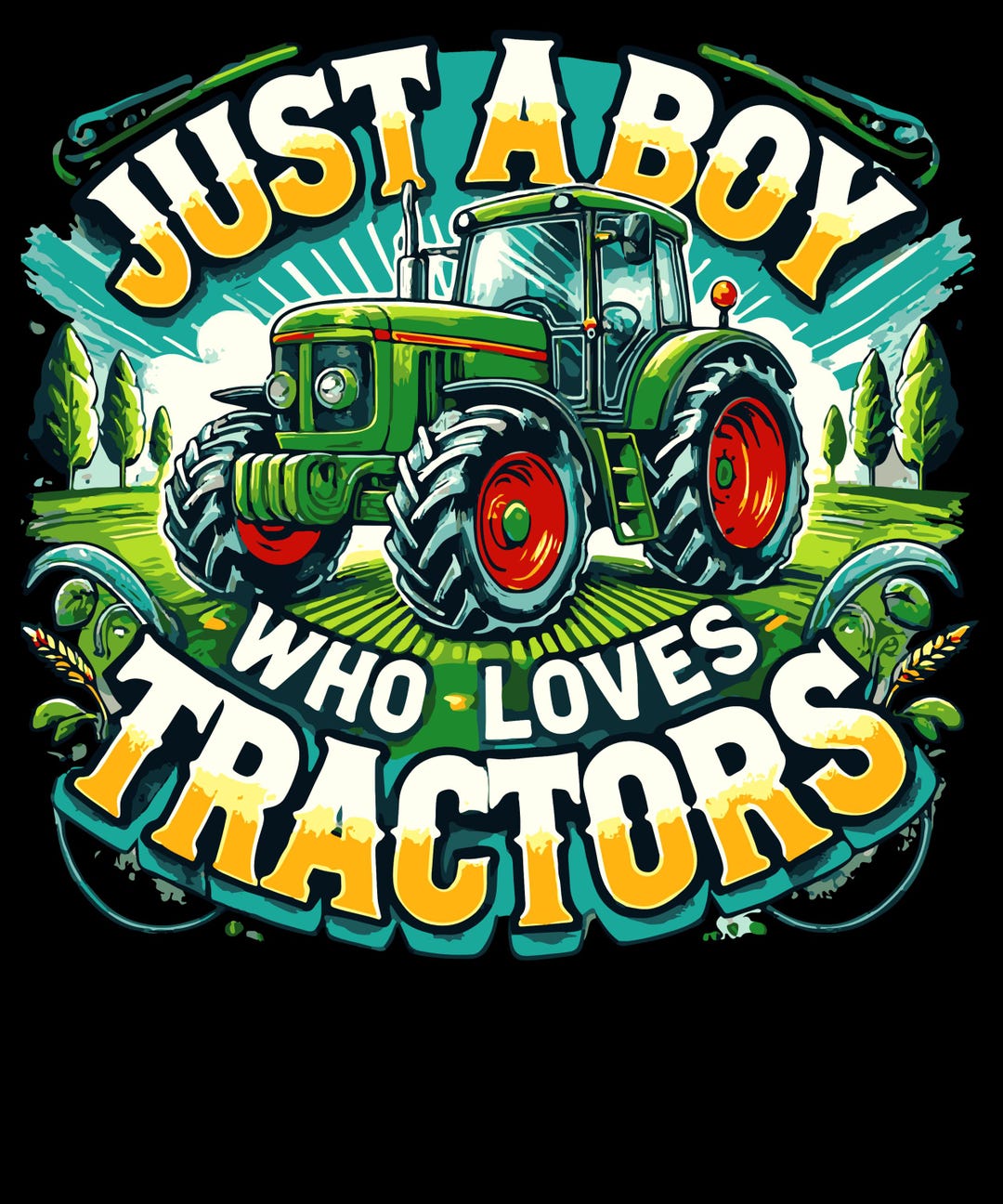 Tractor Lover Boy Digital, Farm Vehicle Art Print, Kids Tractor Design ...