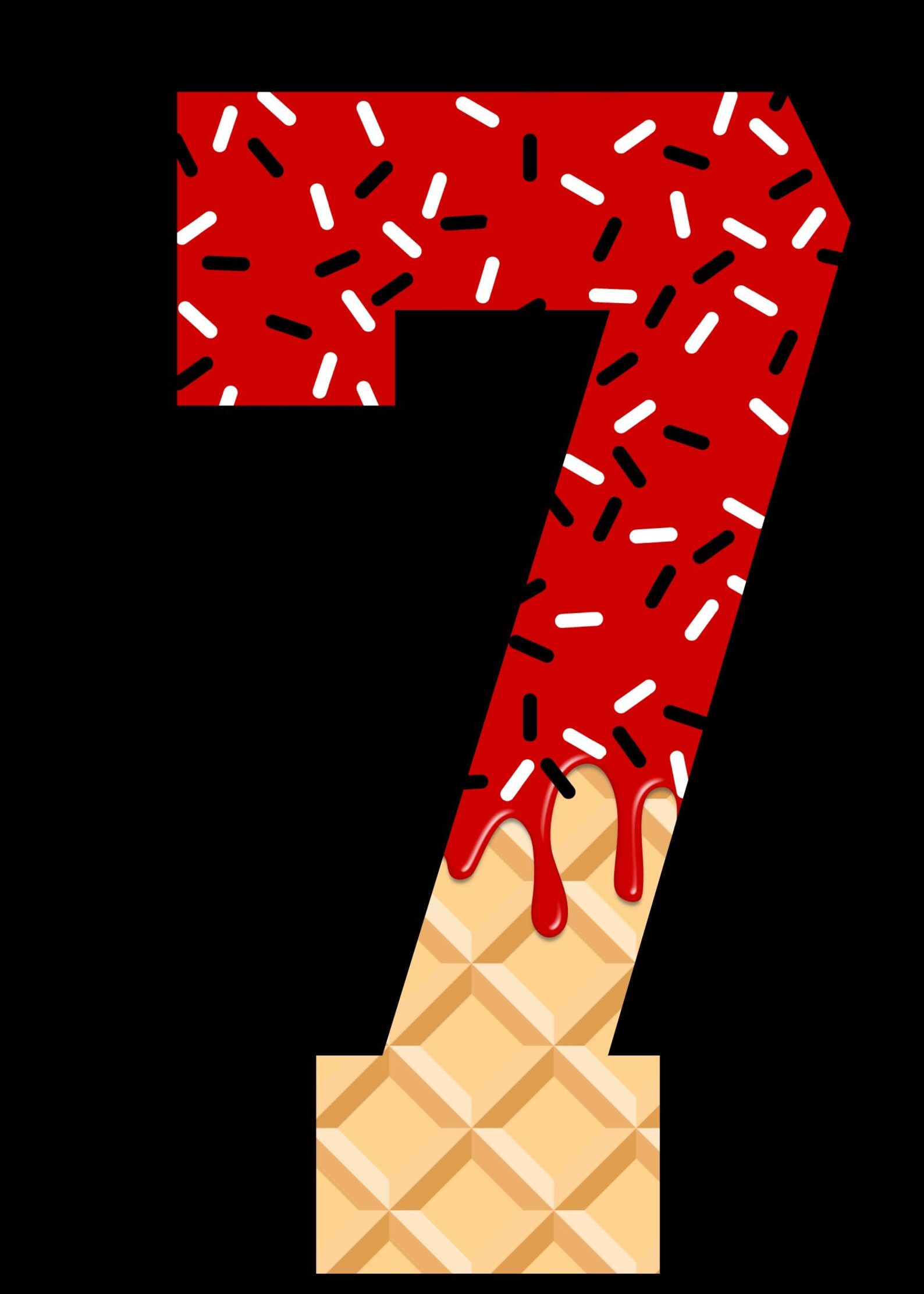 Number 7 Ice Cream Digital Download, Waffle Cone Number Seven, Red ...