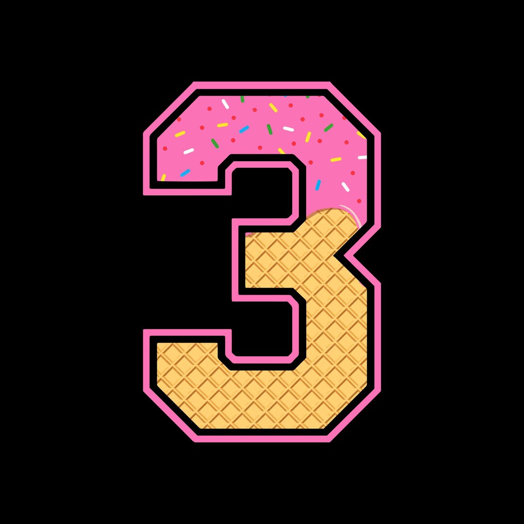 Number 3 Donut Waffle Digital, Printable Number Three, Cute Food ...