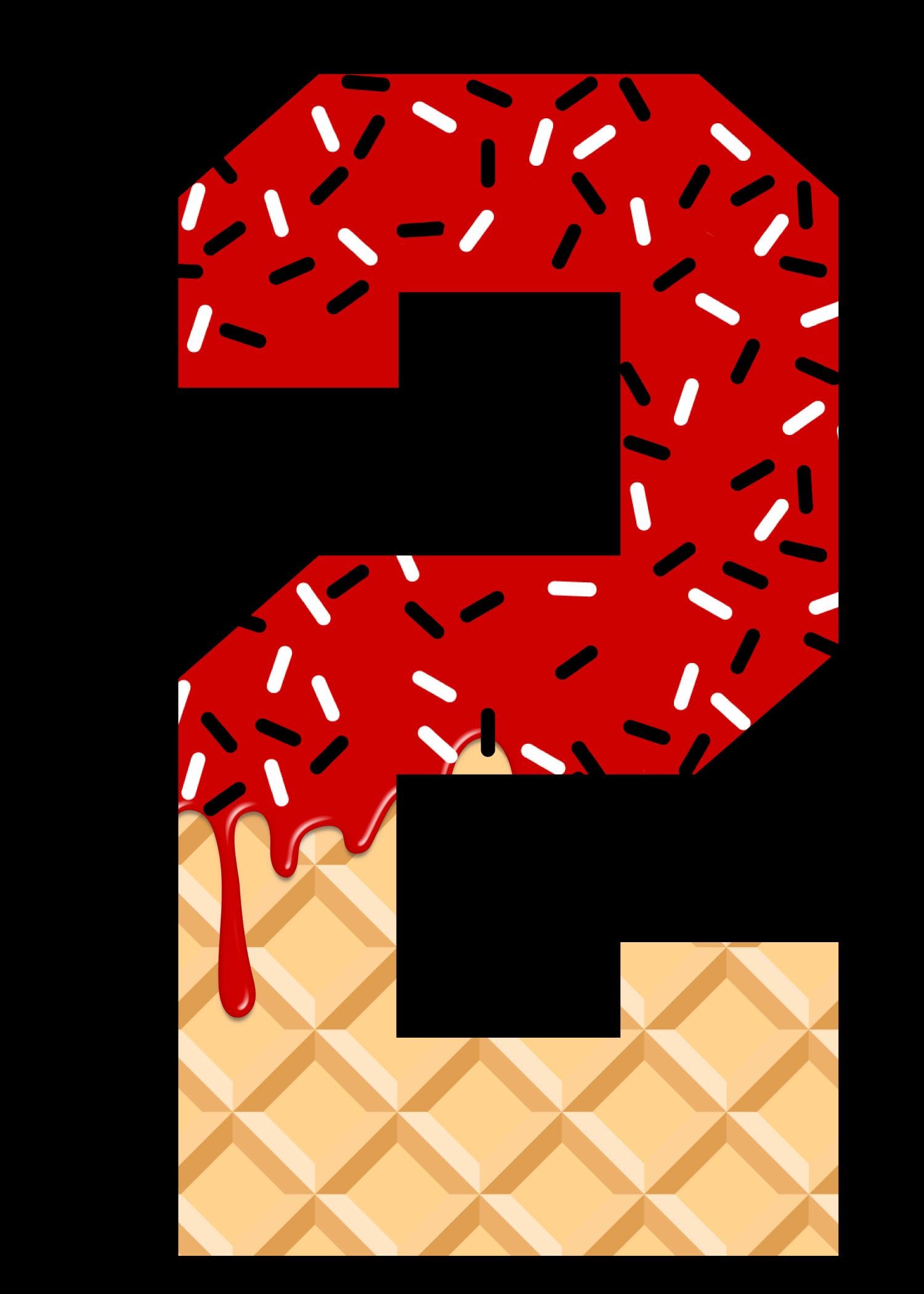 Number 2 Donut Digital Download, Sprinkles Two PNG, Waffle Font, Number ...