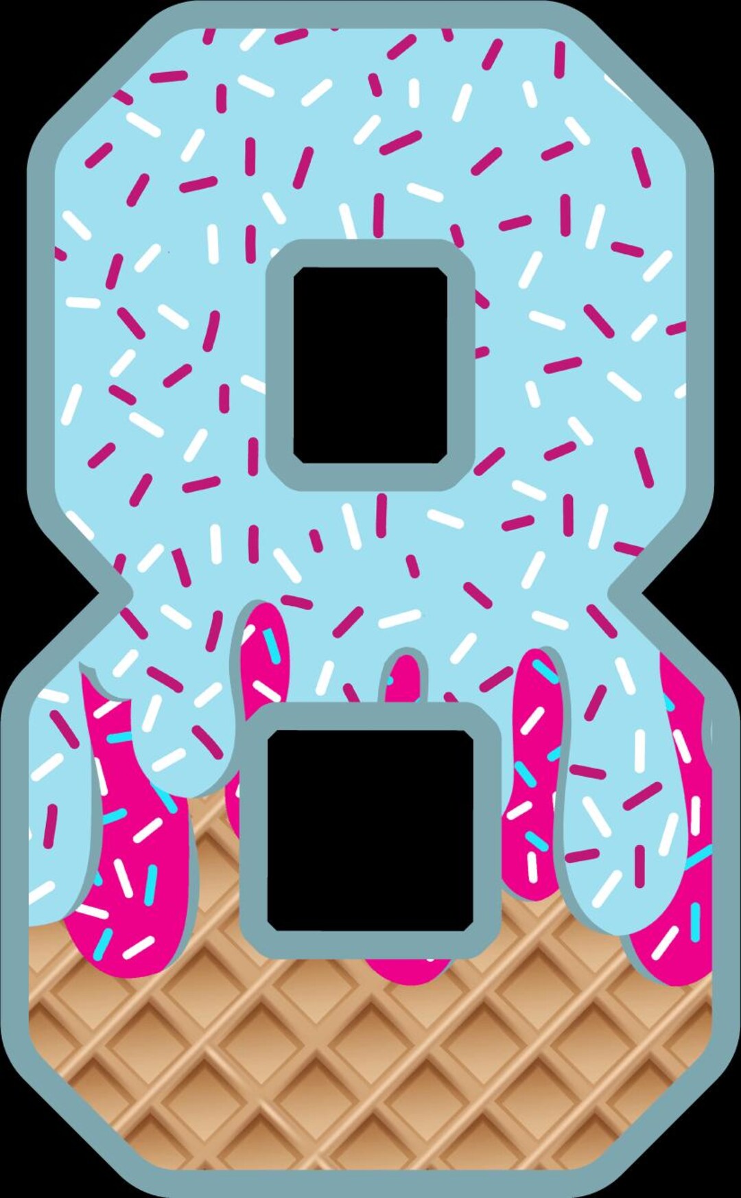 Number 8 Ice Cream Cone Digital, Eight Birthday Invitation, Numeral 8 ...