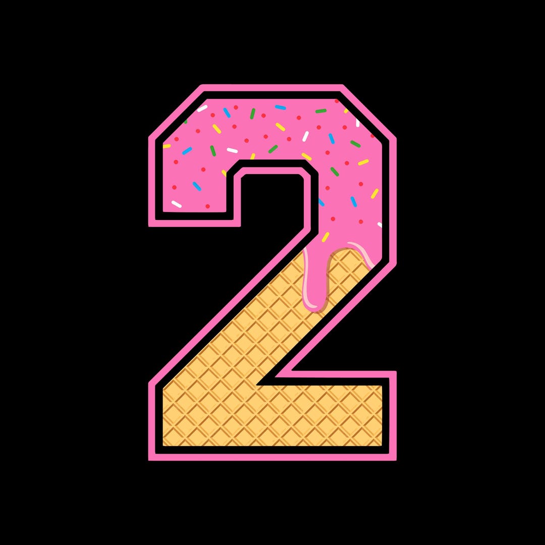 Digital Number 2 Donut Waffle, Two Clipart, Cake Topper, Printable ...