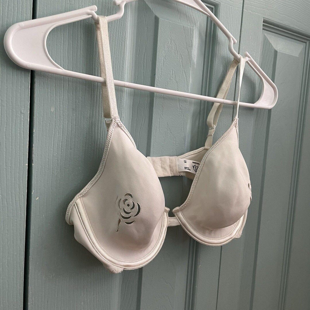 Fashion Bug Rose Flower Keyhole Cutout White Thin Lined VTG Underwire ...