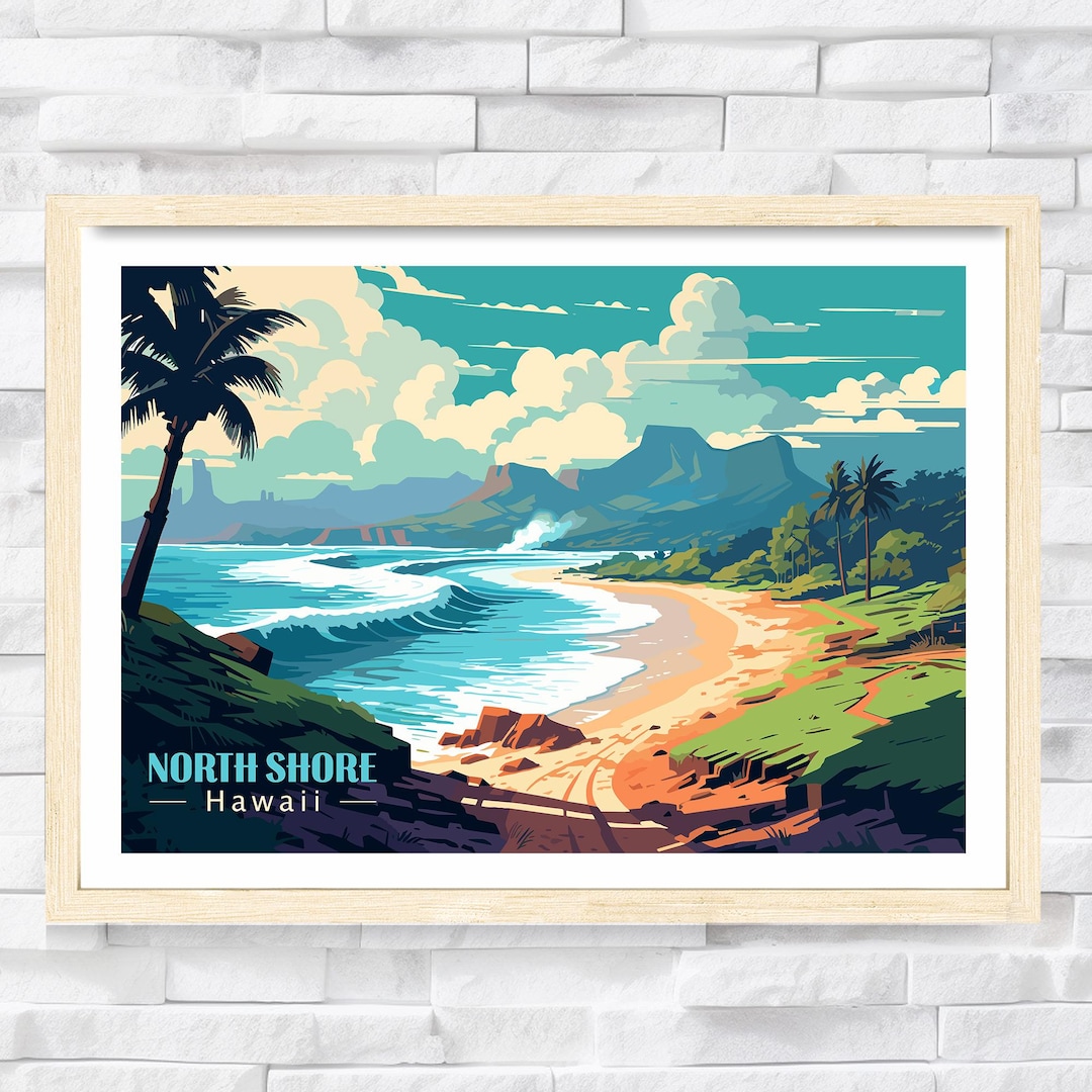 North Shore Hawaii Poster, Hawaii Travel Poster, North Shore Art, North ...