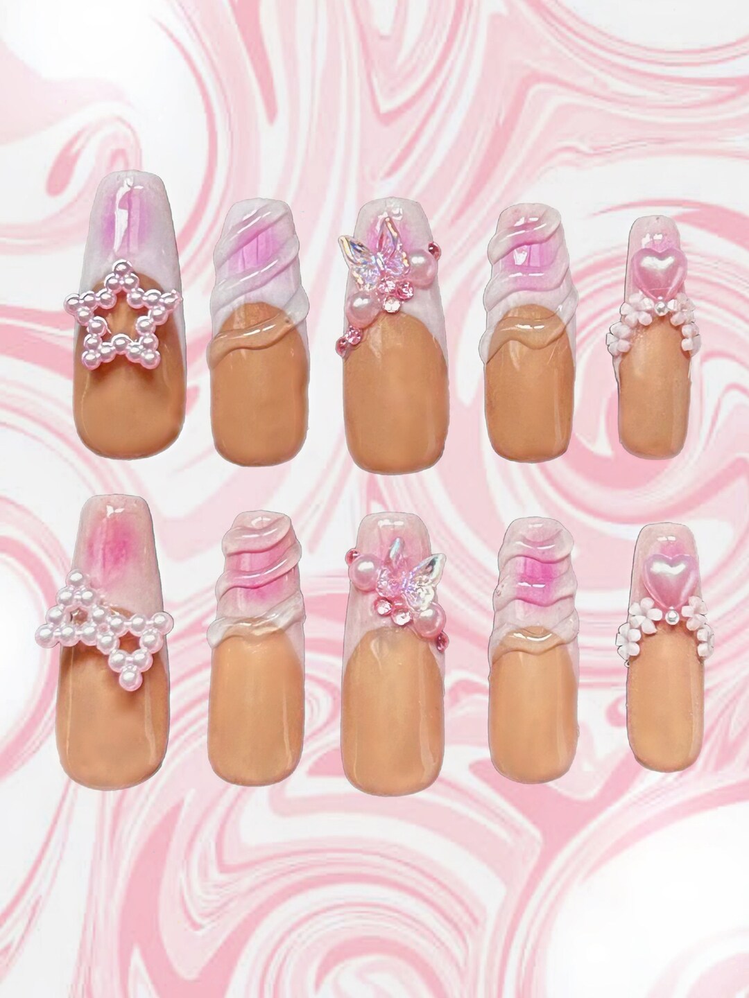 Strawberry Milkshake Press on Nails - Etsy