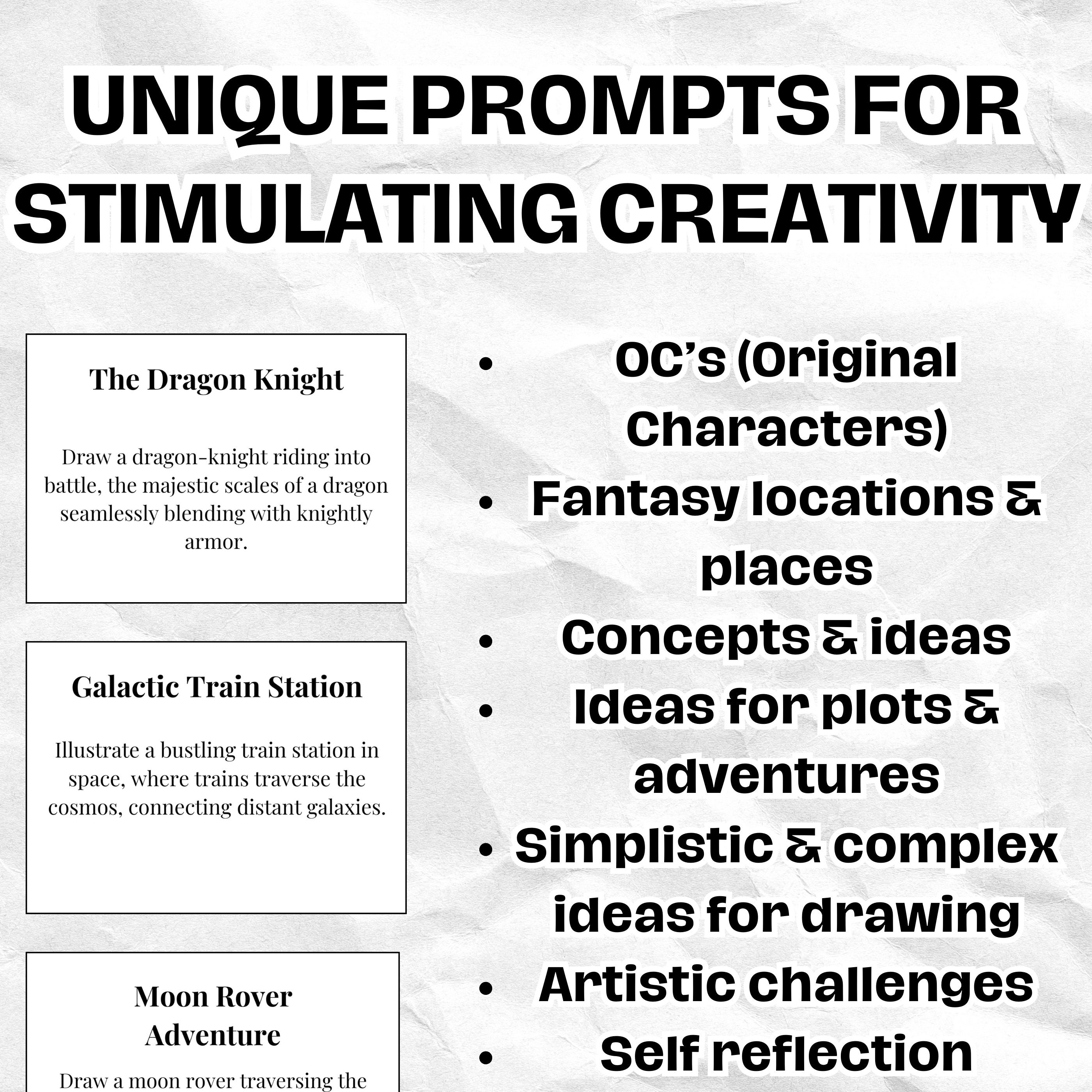 365 Creative Drawing Prompts, Digital Download, Ready to Print Cards ...