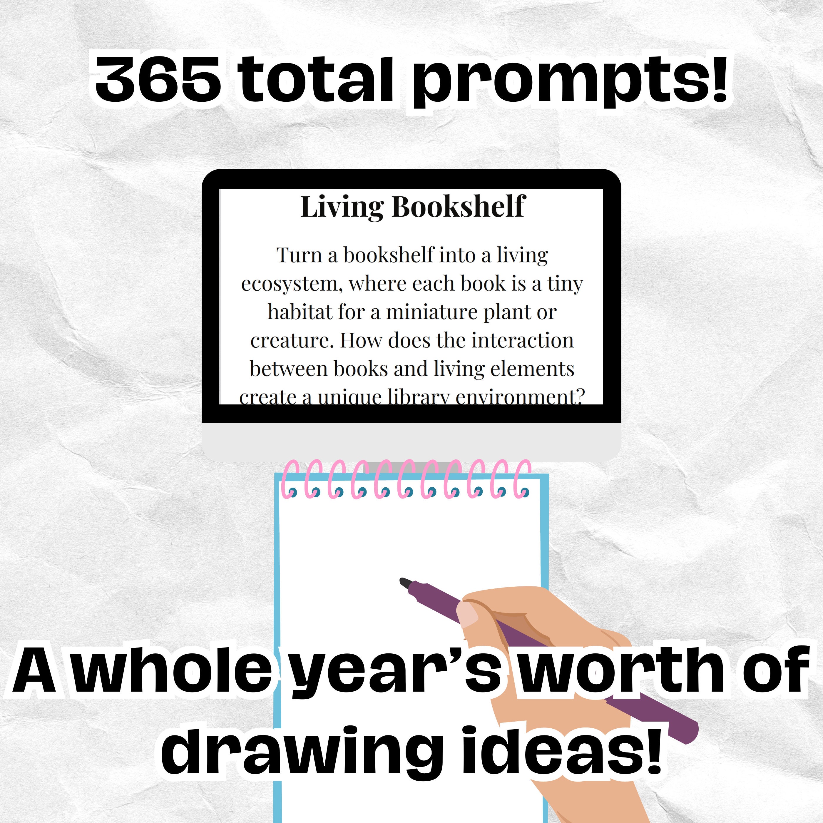 365 Creative Drawing Prompts, Digital Download, Ready to Print Cards ...