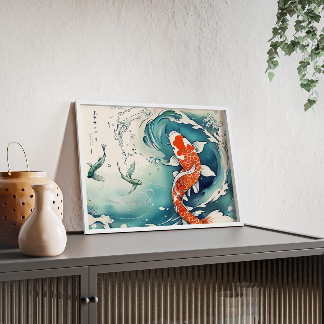 Aesthetic Koi Carp Japanese Wooden Frame Poster - Etsy