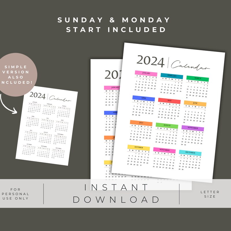 Yearly Calendar - Etsy