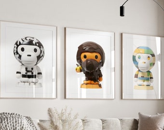 Physical Print Hypebeast Toys Poster Set of 3 Black Gold Hypebeast ...