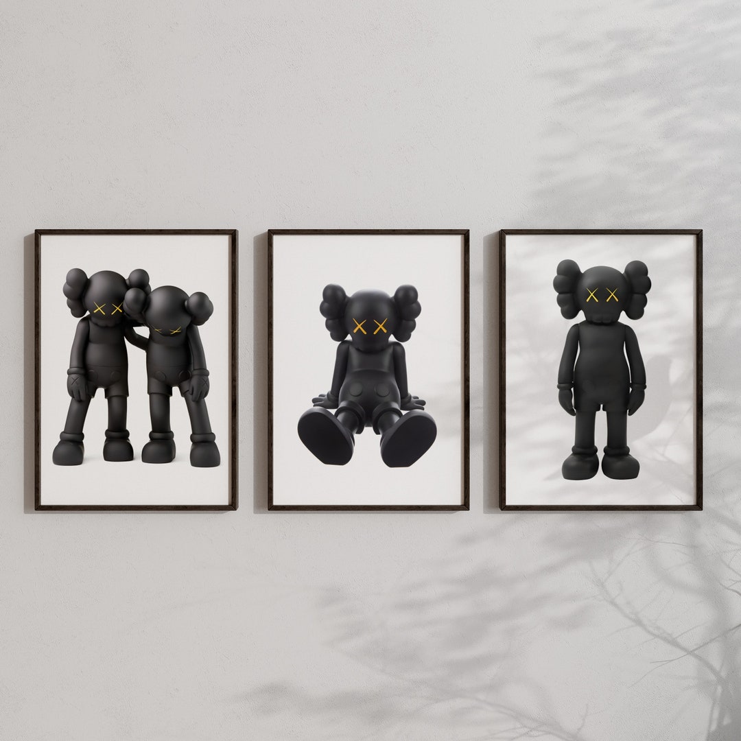 Physical Print Hypebeast Toys Poster Set of 3 Black Gold Hypebeast ...