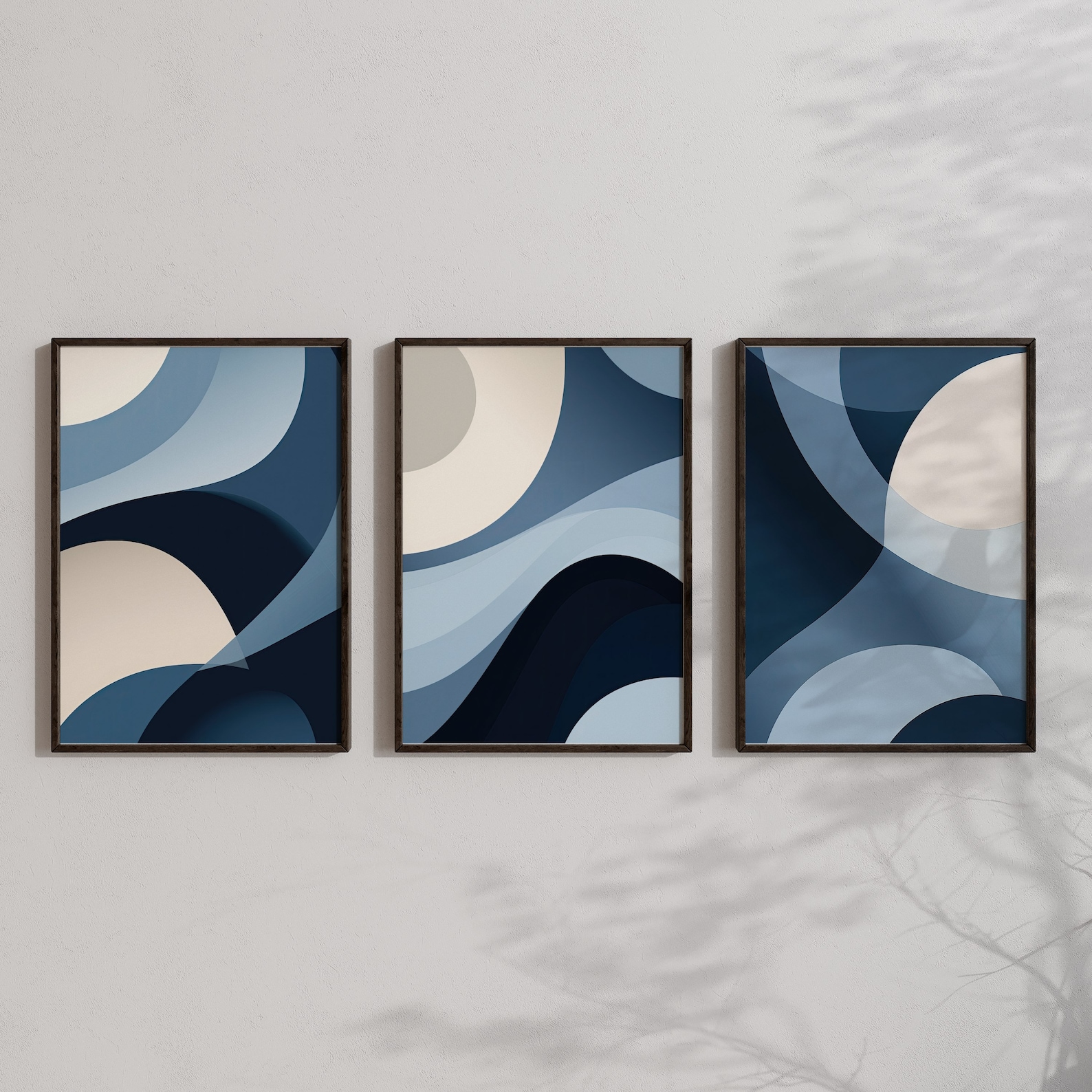 Navy Dark Blue 3 Piece Art Prints Abstract Bedroom Wall Art Blue Wall ...
