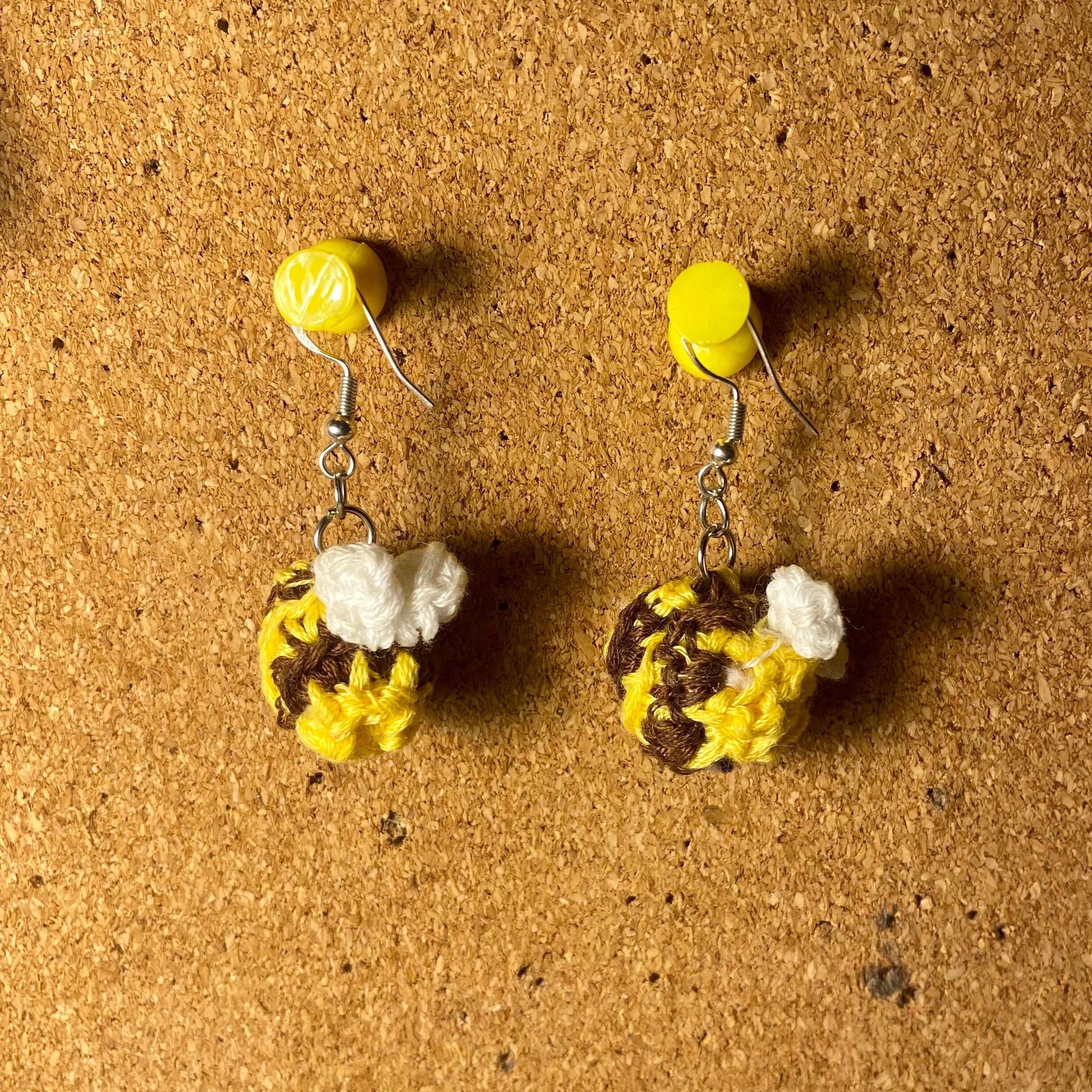 Cute Bee Micro Crochet 3D Amigurumi Dangle Earrings - Etsy