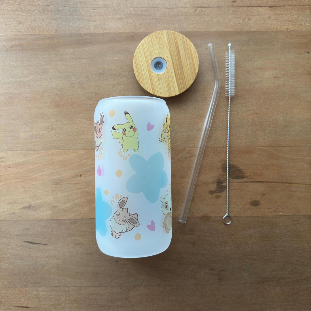 Soda Can Glass Cup, Pikachu,poké Water Bottle, Eevee, Water Bottle ...